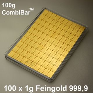 100g Gold CombiBar Valcambi | ESG CombiBar.de